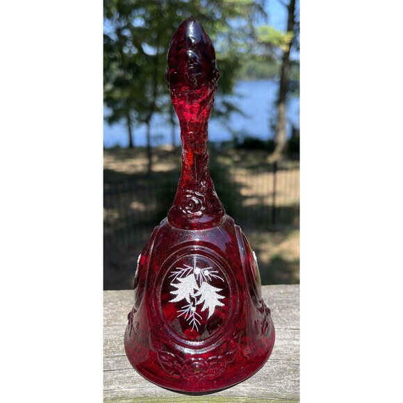 Fenton | Accents | Vtg Fenton Ruby Red Bell Hand Painted Signed Glass ...